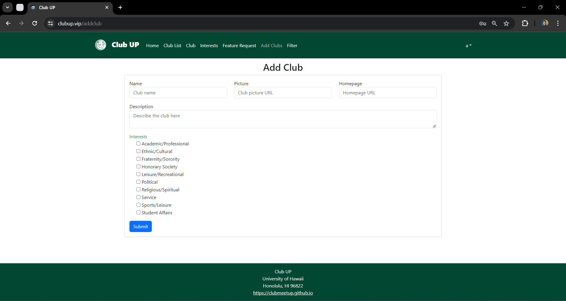 Club Up | Club directory for students to search for clubs and link up with like-minded ...